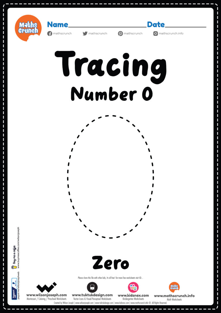Tracing Number 0 Worksheet for kids - Free Printable PDF