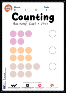 Number Worksheet, Counting Colors - Free Printable PDF for Kids