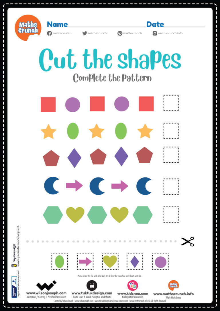 Cut the Shapes Worksheet - Free Printable PDF