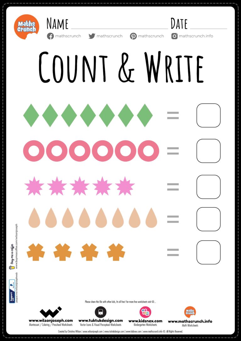 Shape Up and Add Up! Count & Write Math Worksheet - Free PDF