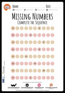 Missing Numbers, Math Worksheet - Printable Free PDF